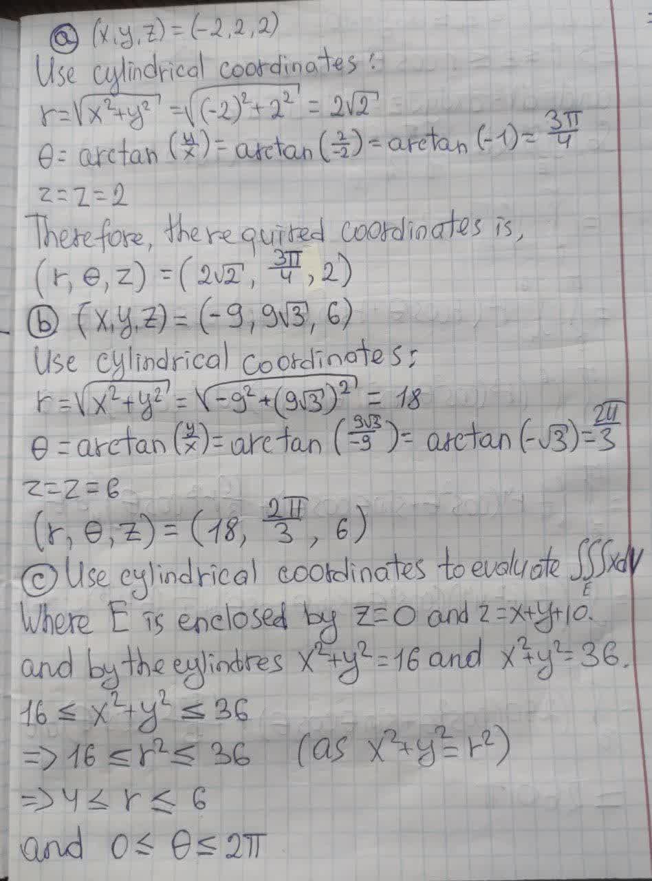  Change From Rectangular To Cylindrical Coordinates Let R 0 Solved And Explained Plainmath